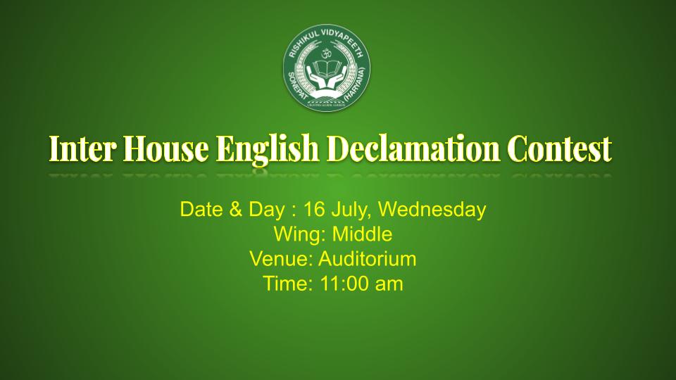 Inter House English Declamation Contest | Rishikul Vidyapeeth